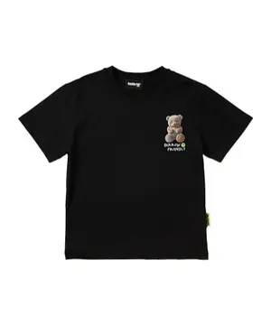 BARROW Crewneck Print Top - Black