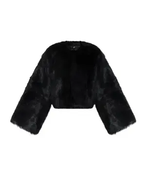 Dolce & Gabbana Dolce Gabbana Cropped Fur Jacket - Black