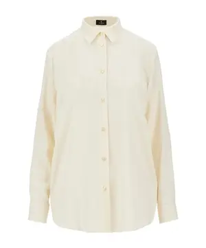 Etro Silk-blend Jacquard Shirt With Paisley Motif - Ivory