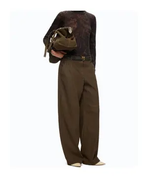 Pinko Textured-finish Wide-leg Trousers