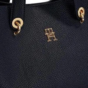 Tommy Hilfiger Textured Tote Bag With Adjustable Shoulder Strap - Black