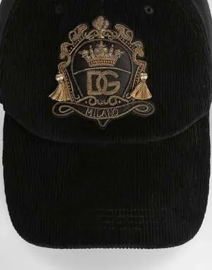 Dolce & Gabbana Dolce Gabbana Logo Patch Corduroy Baseball Cap