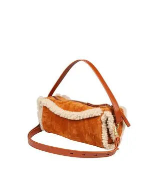 Balmain Pulse Shearling-trim Suede Shoulder Bag