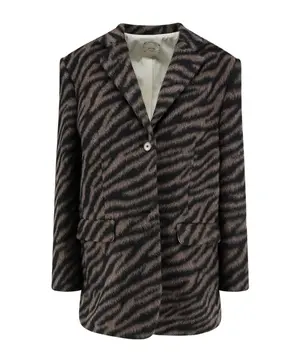 ALYSI Zebrapattern Singlebreasted Blazer - Black