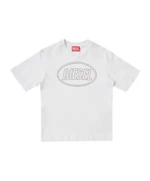 DIESEL® Crewneck Short Sleeve Top With Printed Front Panel