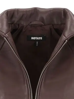 ROTATE BY BIRGER CHRISTENSEN Cropped Leather Jacket - Brown