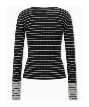 Emporio Armani Long-sleeve Crew Neck Knit Top With All-over Stripes