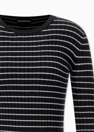 Emporio Armani Long-sleeve Crew Neck Knit Top With All-over Stripes