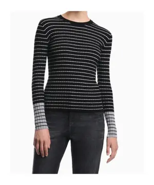 Emporio Armani Long-sleeve Crew Neck Knit Top With All-over Stripes