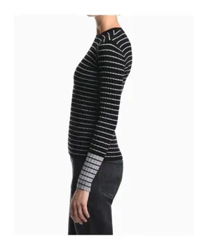 Emporio Armani Long-sleeve Crew Neck Knit Top With All-over Stripes