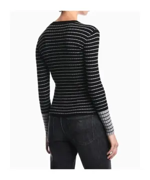 Emporio Armani Long-sleeve Crew Neck Knit Top With All-over Stripes