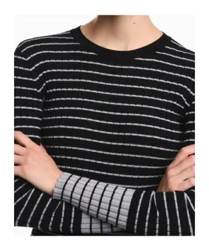 Emporio Armani Long-sleeve Crew Neck Knit Top With All-over Stripes