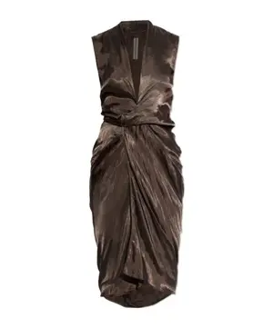 Rick Owens Sleeveless Wrap Dress - Brown