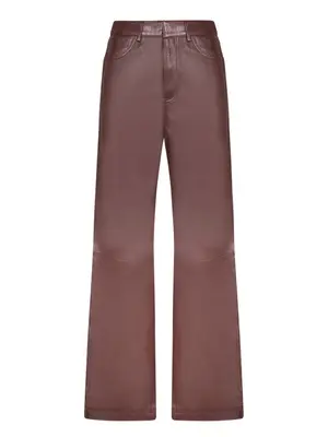 ROTATE BY BIRGER CHRISTENSEN High-waisted Straight-leg Leather Trousers - Brown