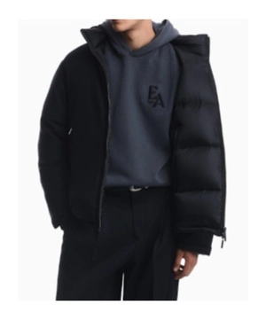 Emporio Armani Down Jacket In Virgin Wool And Viscose Twill