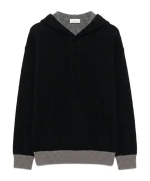ROBERTO COLLINA Knit Drawstring Hooded Sweatshirt - Nero