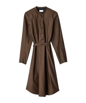 LEMAIRE Sailor Dress In Washed Cotton And Silk Blend - Truffle