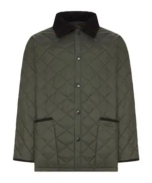 Barbour Corduroycollar Diamondquilted Overshirt Jacket - Sage
