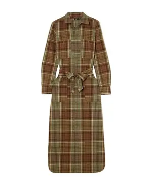 Ralph Lauren Belted Checked Cotton-flannel Maxi Shirt Dress - Brown