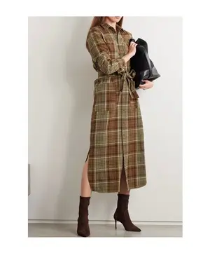 Ralph Lauren Belted Checked Cotton-flannel Maxi Shirt Dress