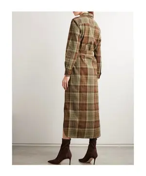 Ralph Lauren Belted Checked Cotton-flannel Maxi Shirt Dress