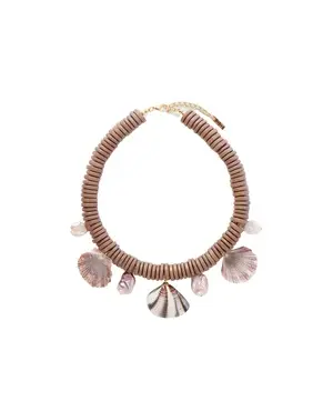 JENNIFER BEHR Gold-tone Bead-embellished Wood, Shell And Pearl Necklace - Yellow