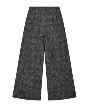 Emporio Armani Pleated Wide-leg Trousers In Washed Virgin Wool Check