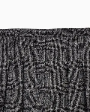 Emporio Armani Pleated Wide-leg Trousers In Washed Virgin Wool Check