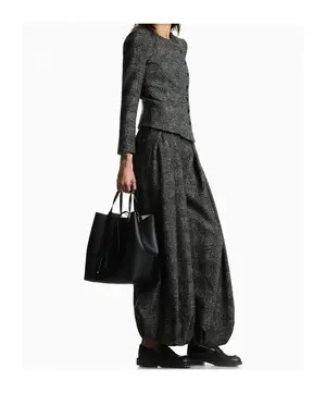 Emporio Armani Pleated Wide-leg Trousers In Washed Virgin Wool Check