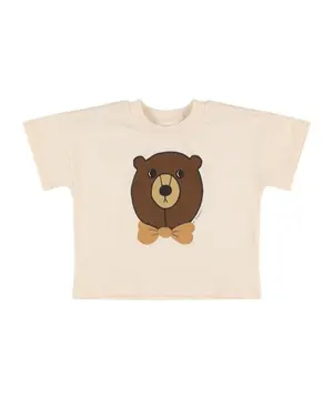MINI RODINI Frontprint Shortsleeve Top - Brown