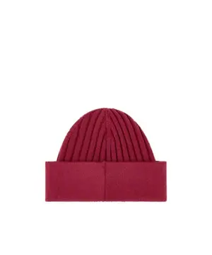 Emporio Armani Ribbed Virgin Wool Beanie With A Folded Cuff And Embroidery
