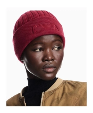 Emporio Armani Ribbed Virgin Wool Beanie With A Folded Cuff And Embroidery