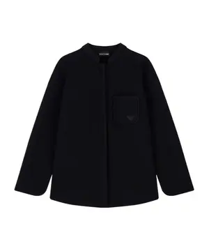 Emporio Armani Oversized Boiled Virgin Wool Shirt With Band Collar