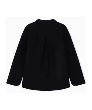 Emporio Armani Oversized Boiled Virgin Wool Shirt With Band Collar