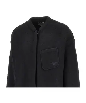 Emporio Armani Oversized Boiled Virgin Wool Shirt With Band Collar