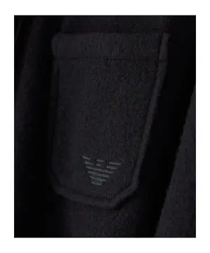 Emporio Armani Oversized Boiled Virgin Wool Shirt With Band Collar