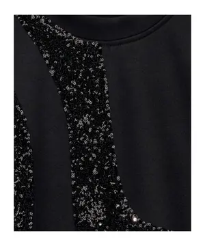 Emporio Armani Cropped Sequin Sweatshirt With A Round Neck And Dropped Shoulders
