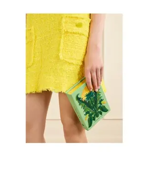 OLYMPIA LE-TAN Dandelion Embroidered Canvas Clutch