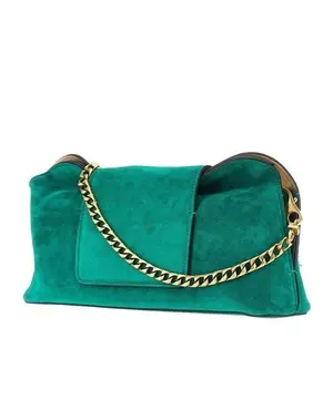 Versace Vivian Embroidered Crosta Suede Clutch