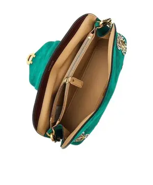 Versace Vivian Embroidered Crosta Suede Clutch