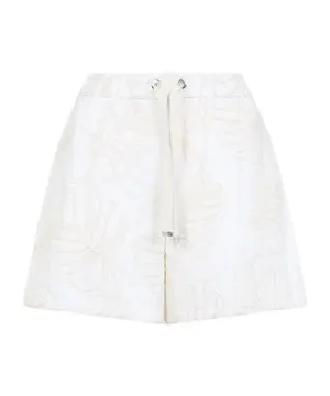 Moncler Leaf Printed Drawstring Shorts - Light Beige
