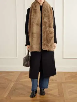 Max Mara Satin And Plush-trimmed Scarf