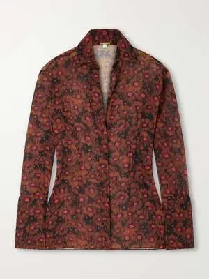 CALA DE LA CRUZ Floral-print Chiffon Shirt - Brown