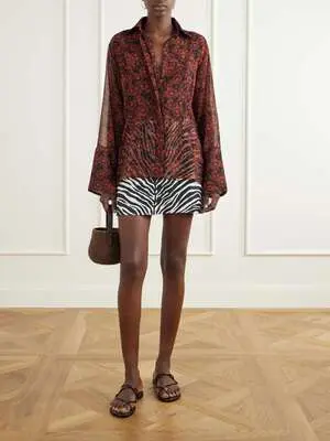 CALA DE LA CRUZ Floral-print Chiffon Shirt