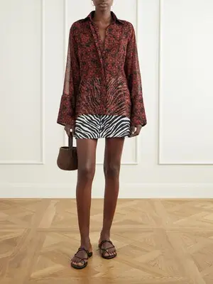 CALA DE LA CRUZ Floral Print Chiffon Shirt