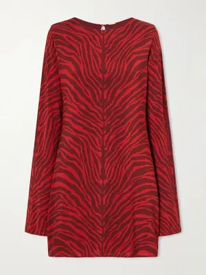 CALA DE LA CRUZ Maisha Animal-print Stretch-jersey Mini Dress - Red