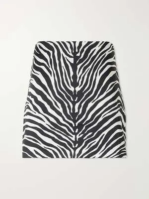 CALA DE LA CRUZ Zebra-print Crepe Mini Skirt - Black