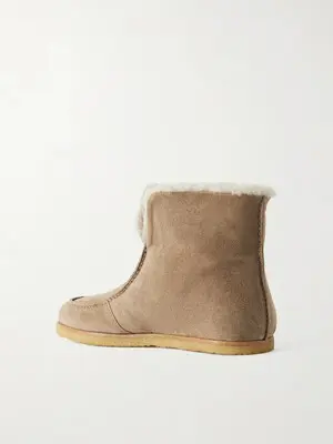 Legres Suede Ankle Boots With Shearling Trim