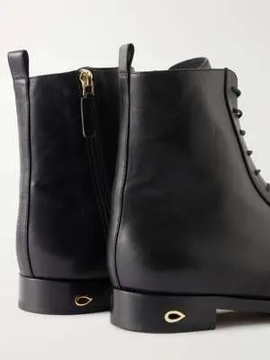 Jennifer Chamandi Brando Patent Leather-trimmed Leather Ankle Boots