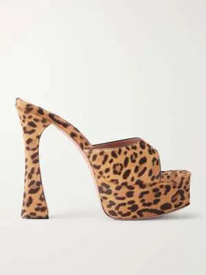 Amina Muaddi Dalida 140 Leopard-print Calf Hair Sandals - Leopard Print